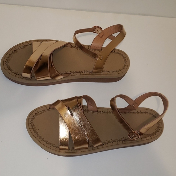 Rouge Helium | Shoes | Rouge Helium Strap Metallic Sandals Rose Gold 65 ...